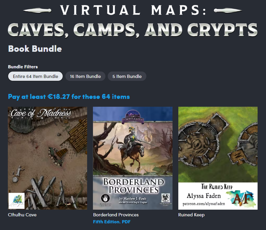 Humble Bundle – Virtual Maps: Caves, Camps, and Crypts – The Kind GM