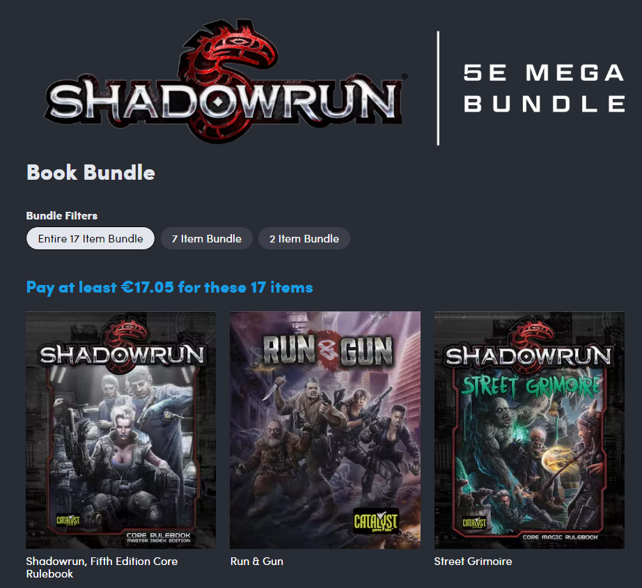Humble Book Bundle – Shadowrun 5e Megabundle – The Kind GM