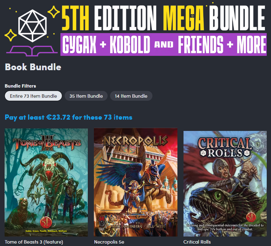 Humble Book Bundle – 5th Edition Mega Bundle – The Kind GM