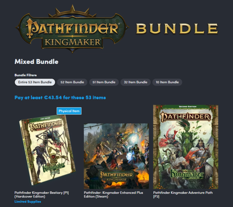 Humble mixed Bundle – Pathfinder Kingmaker – The Kind GM