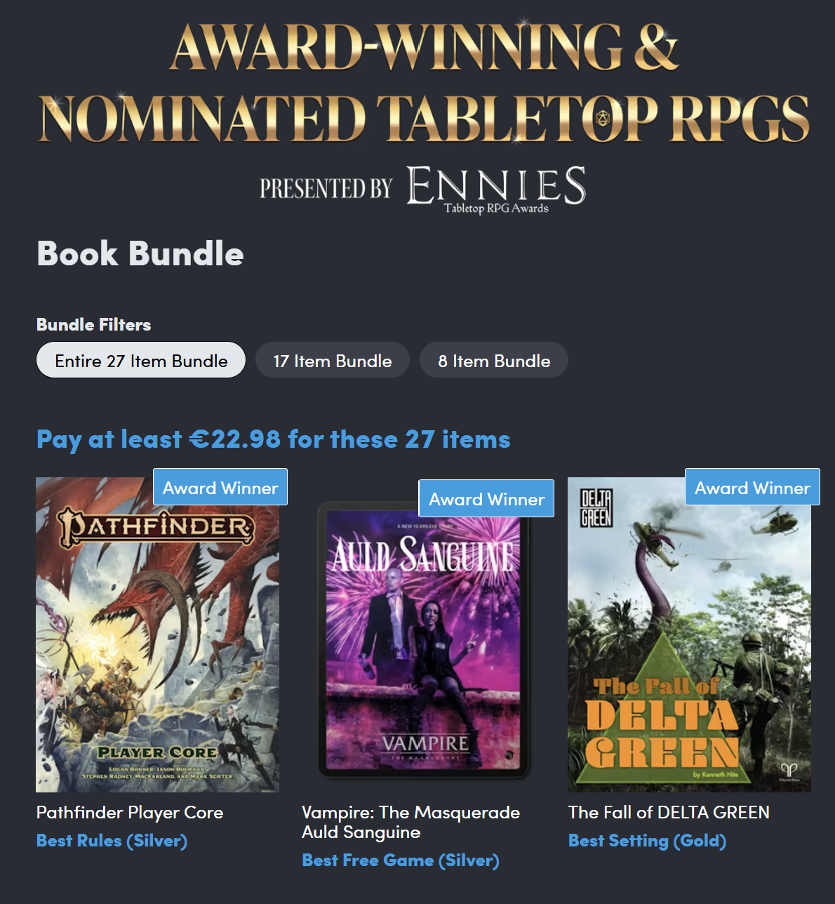 Humble Book Bundle – Award Winning & Nominated Tabletop RPGs – The Kind GM